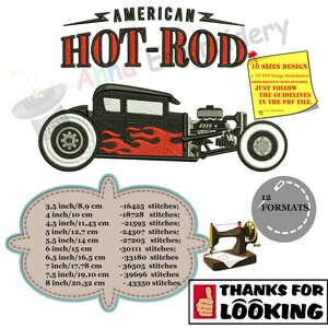 Car Hot Rods Embroidery Design- American Hot Rod-vintage Car Hot Rod ...