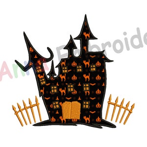 Halloween Haunted House Embroidery Applique Design-ghost House ...