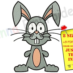 Bunny Embroidery, Machine Embroidery Design, Grey Rabbit, Funny Bunny ...
