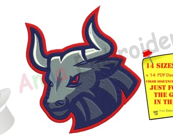 Bull Design Embroidery - Etsy