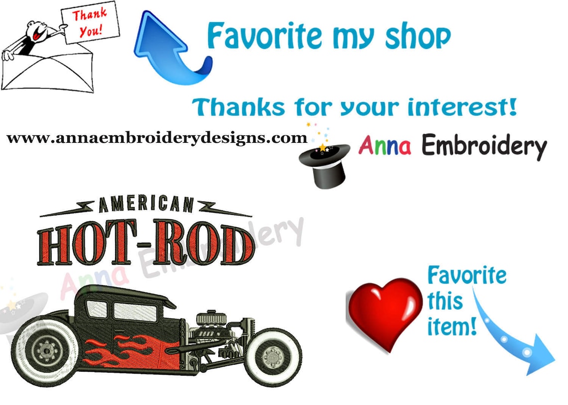Car Hot Rods Embroidery Design- American Hot Rod-vintage Car Hot Rod ...
