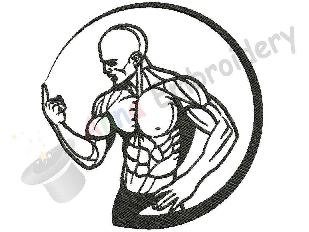 Fighter Embroidery Design-muscle Men-martial Arts-instant - Etsy
