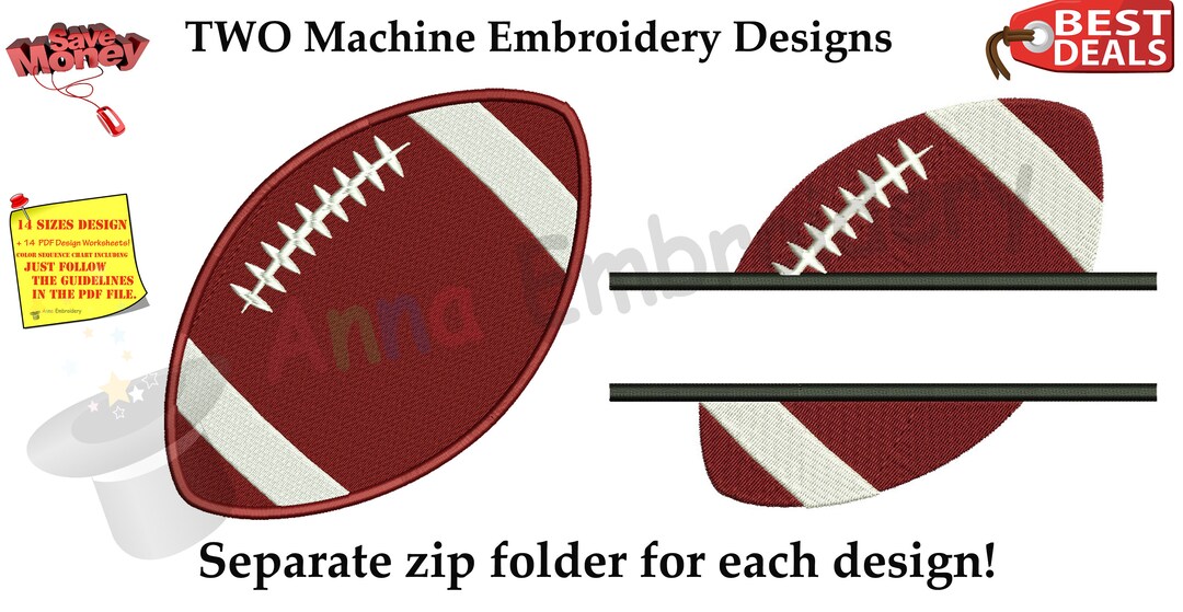 Football Embroidery Design-american Football Design-ball Embroidery ...