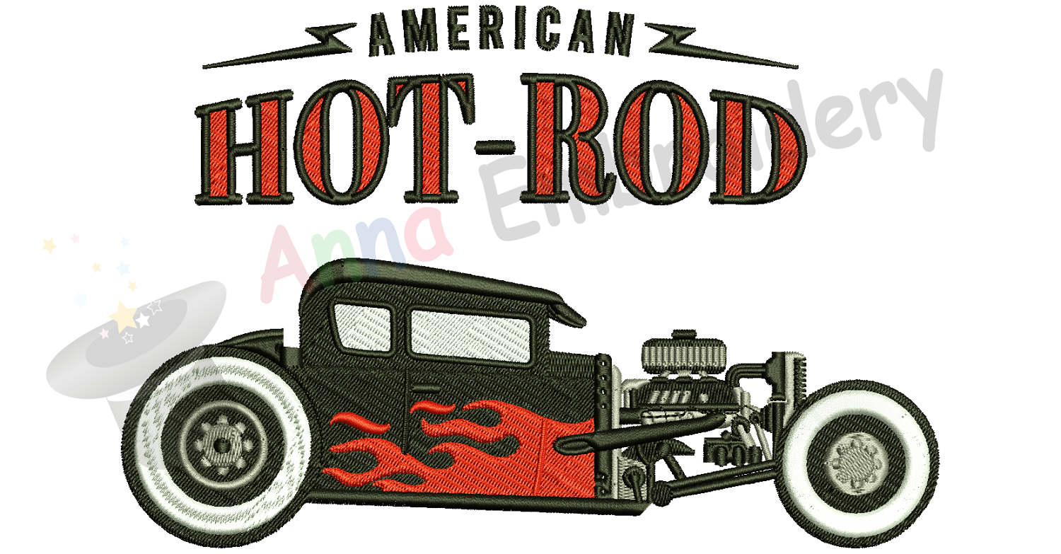 Car Hot Rods Embroidery Design- American Hot Rod-vintage Car Hot Rod ...