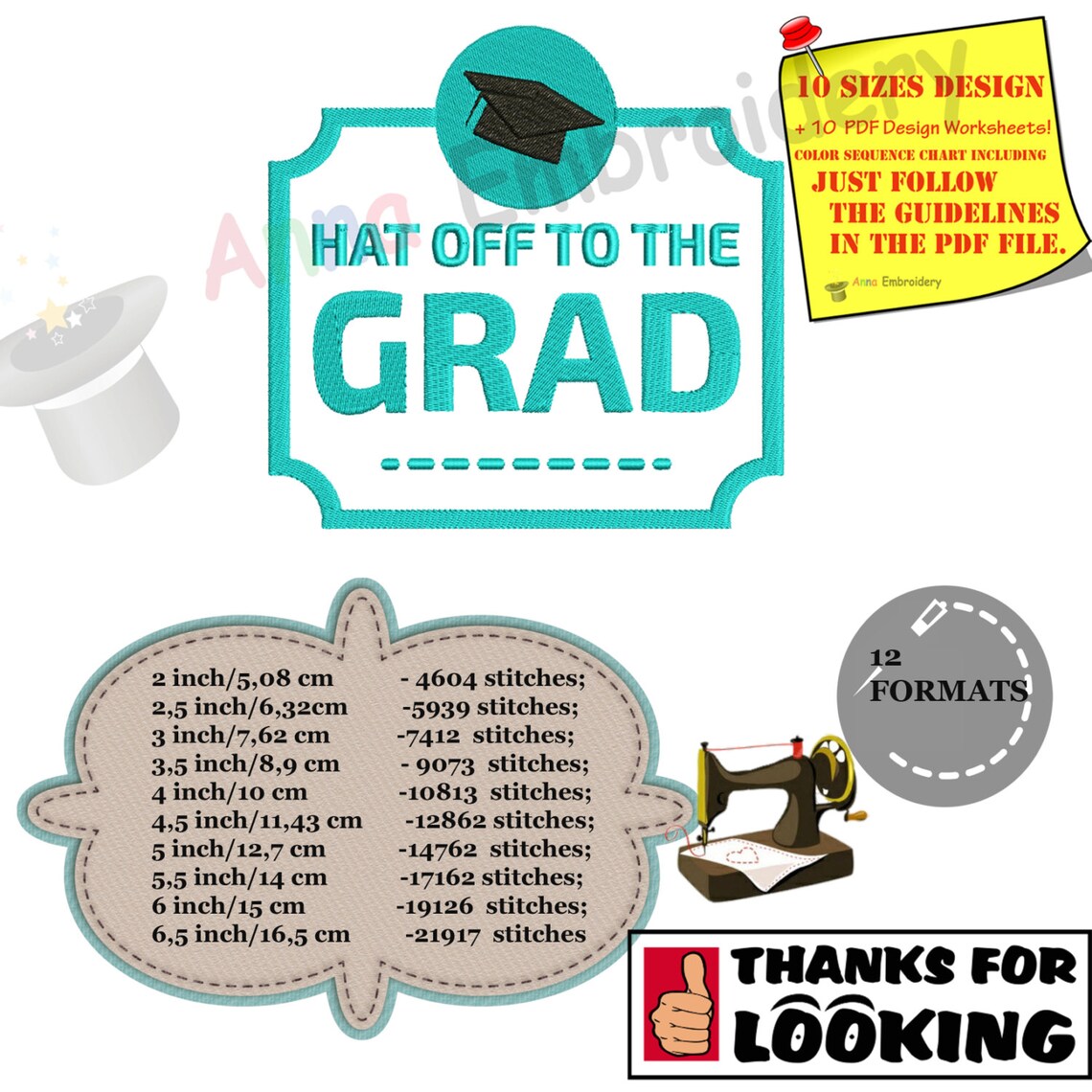 Graduation Cap Graduation Badge Embroidery Design Cap - Etsy