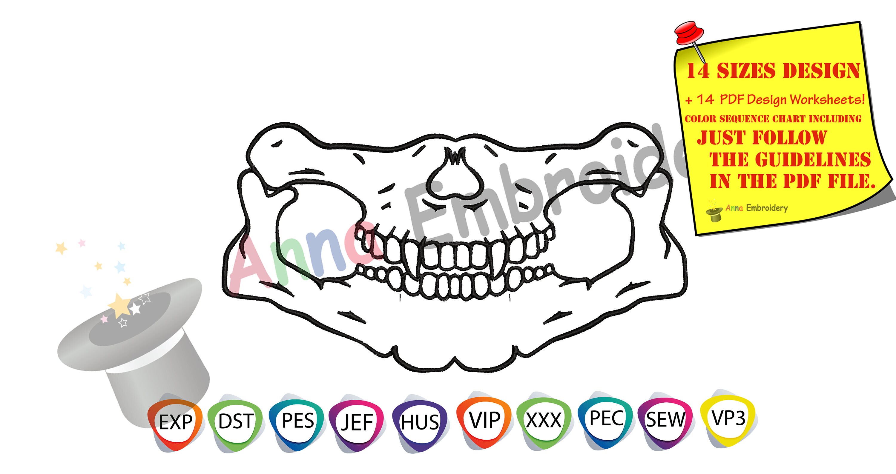 SKELETON Smile Embroidery Designskeleton Mouth and Nosemouth - Etsy