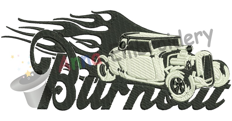 Car Hot Rods Burnout Embroidery Design American Hot - Etsy