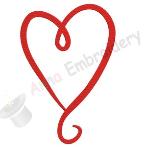 Curly Heart Embroidery Design-valentine Patterns-instant Download-pes ...
