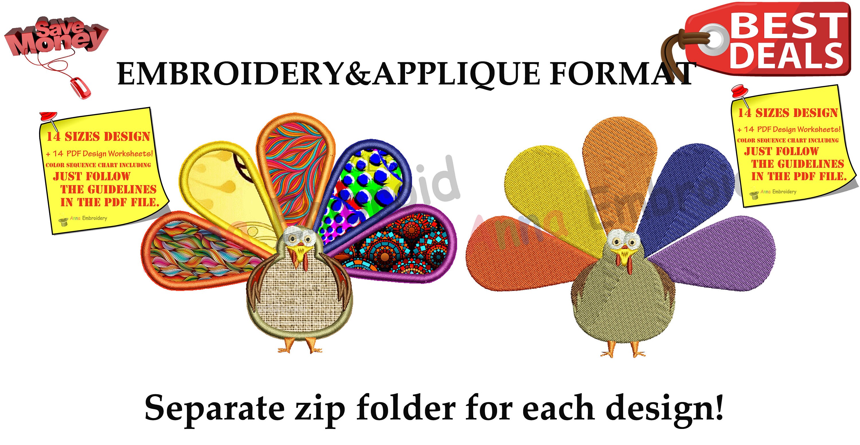Thanksgiving Turkey Embroidery Applique Design-Turkey | Etsy
