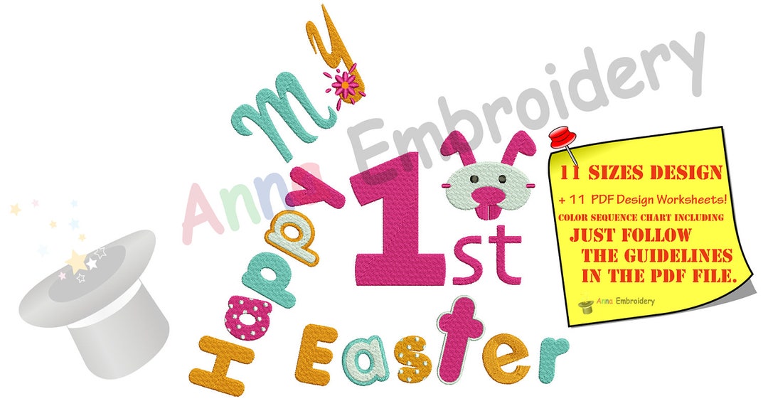My First Easter Embroidery Design-happy Easter Embroidery Easter Bunny ...
