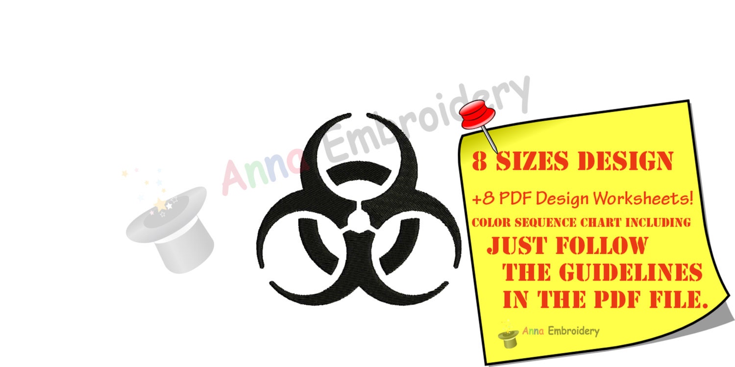 Biohazard Symbol Machine Embroidery Design, Filled Stitch (8 Sizes) - Etsy