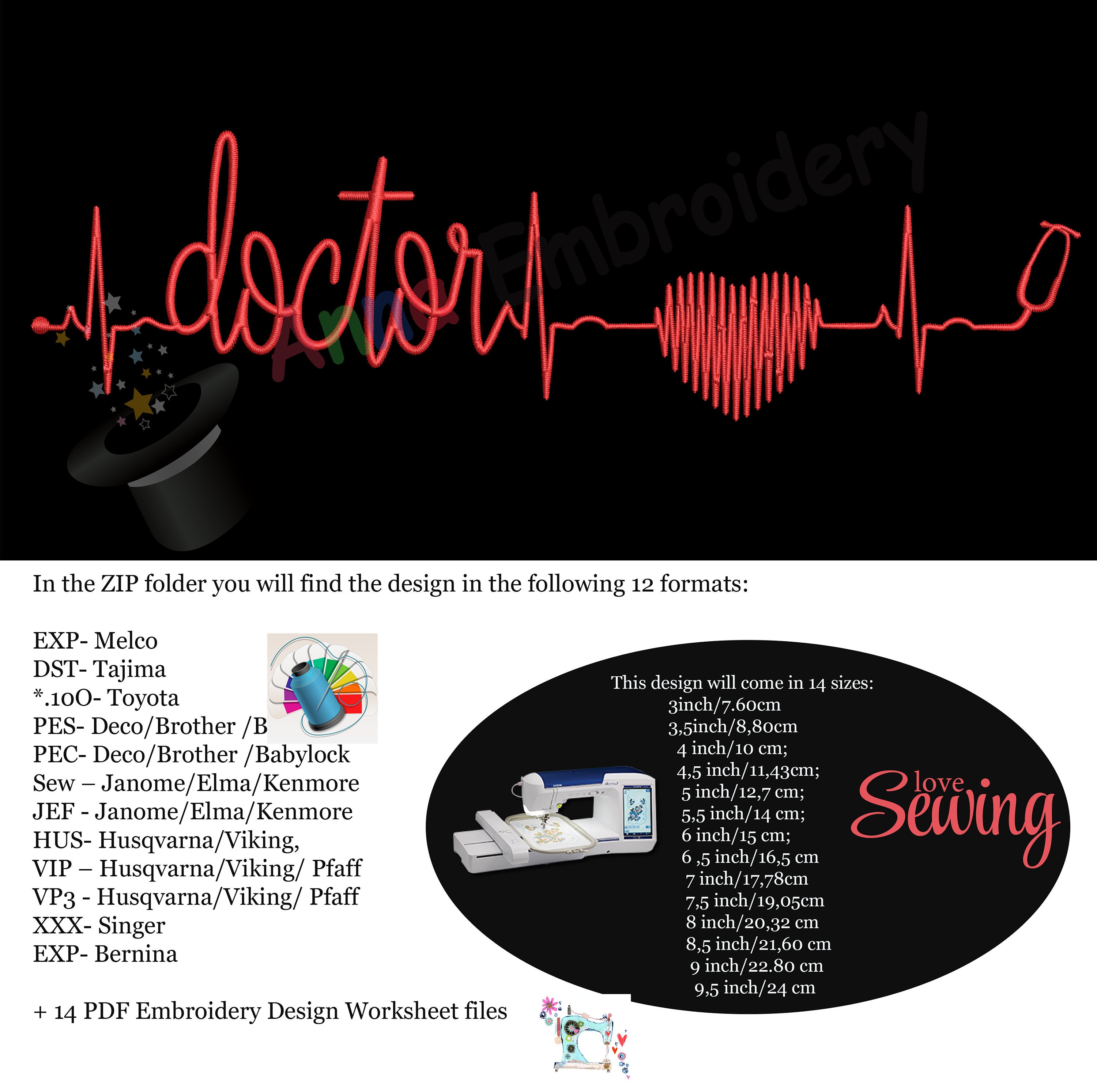 Doctor Embroidery Designstethoscope Heartbeat Embroidery Ekg - Etsy
