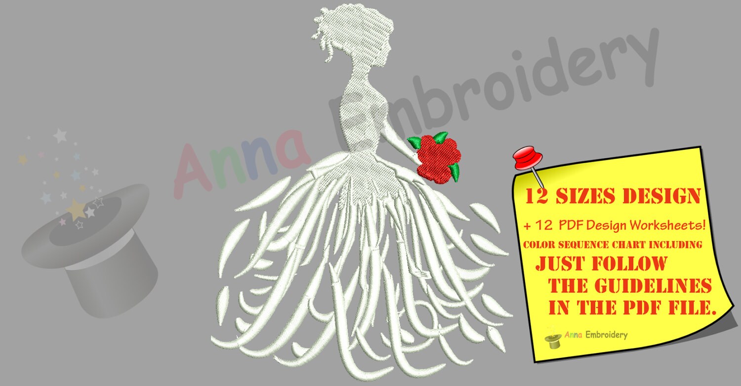 Bride Dress Wedding Embroidery Design-machine Embroidery-instant ...
