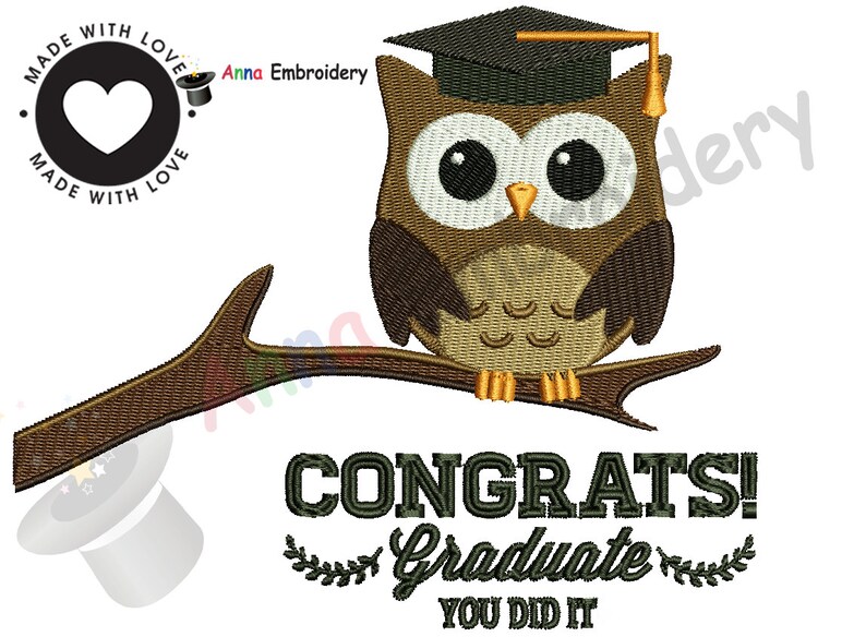 Graduation OWL Embroidery Design Cap Embroidery | Etsy