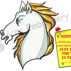 Horse Machine Embroidery Design,white Horse Embroidery,machine ...