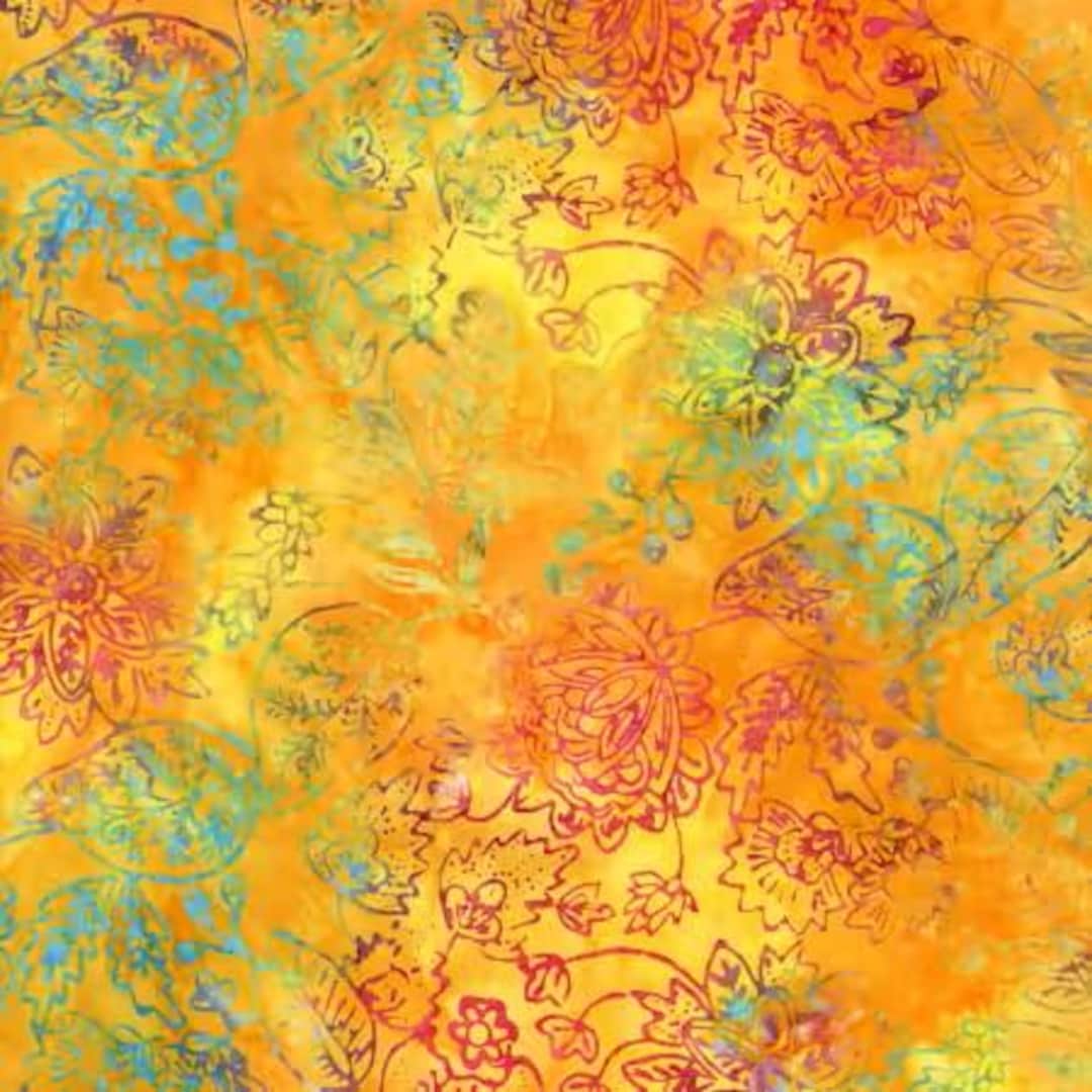 Xtonga Batik Wide Back Fabric-timeless Treasures-orange Embroidery-108 ...