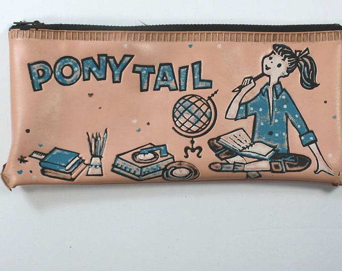Vintage Ponytail 1950's/1960's Vinyl Pencil Case - Etsy