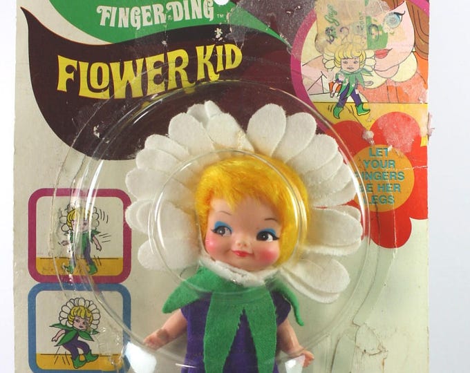 Vintage Remco Flower Kid Finger Ding Doll MOC 1970 VHTF! Flower Puppet ...