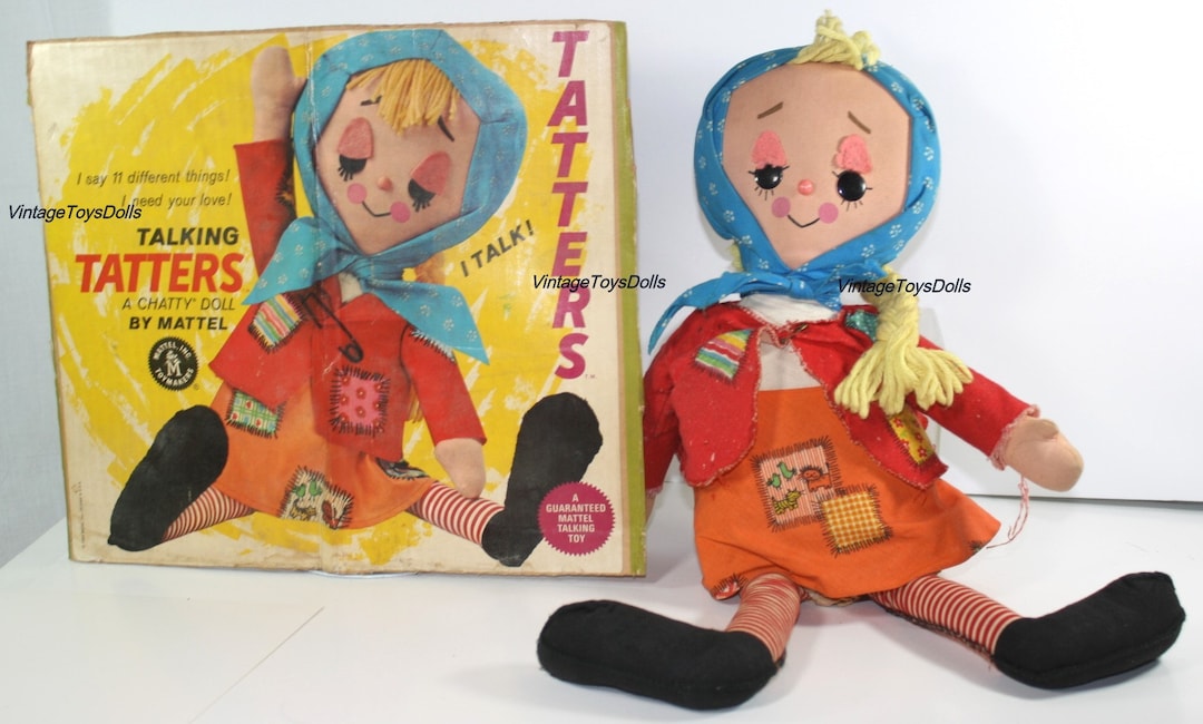 Vintage 1964 Mattel "talking Tatters" Doll & Box Lid...a Chatty Doll ...