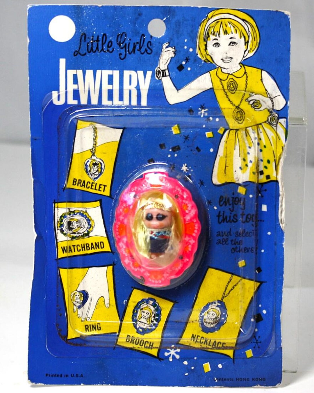 Vintage 1960's "little Girls Jewelry" Brooch & Doll Moc....liddle ...