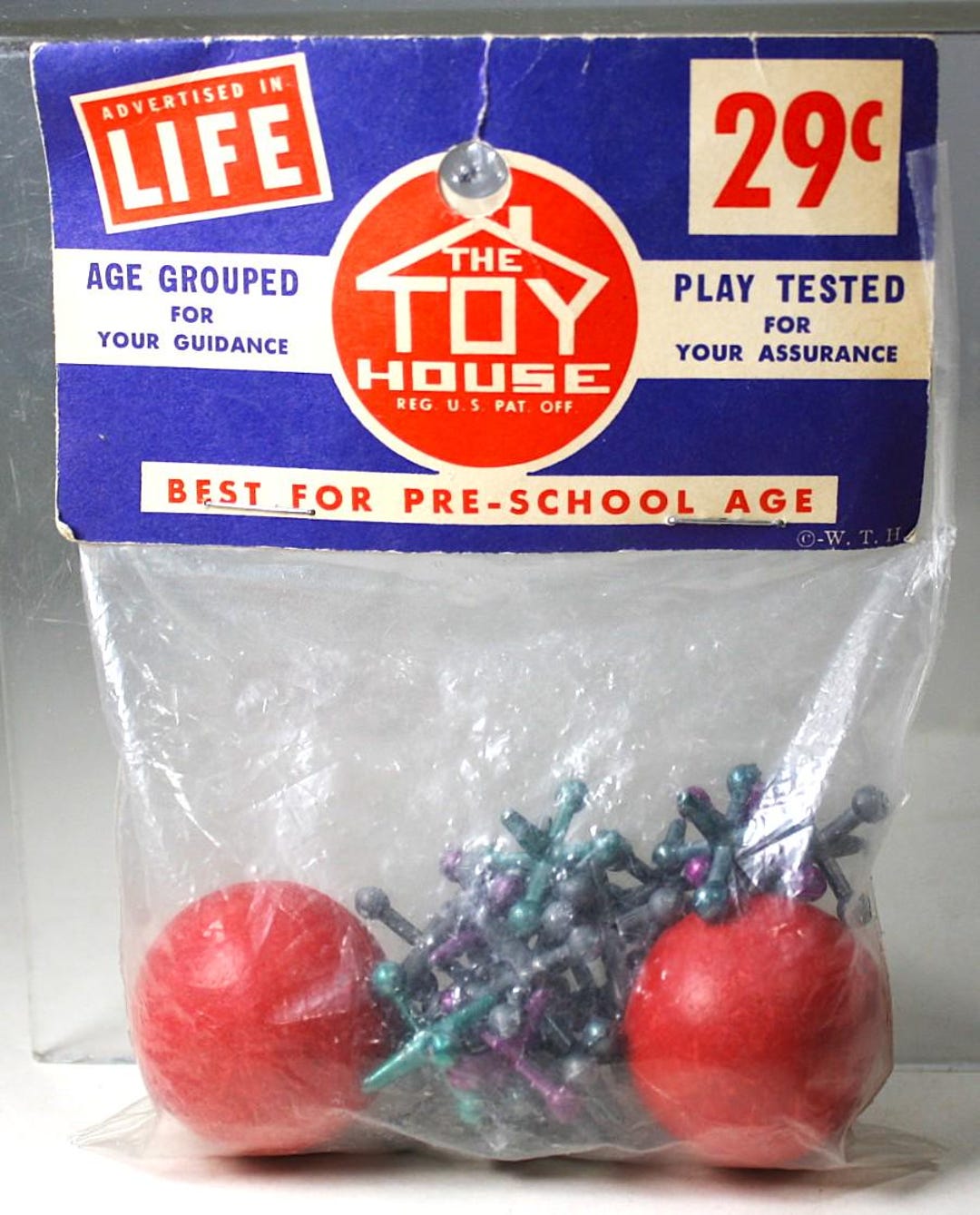 Vintage 1960's the Toy House "double Ball & Jack Set" Mip...unused ...