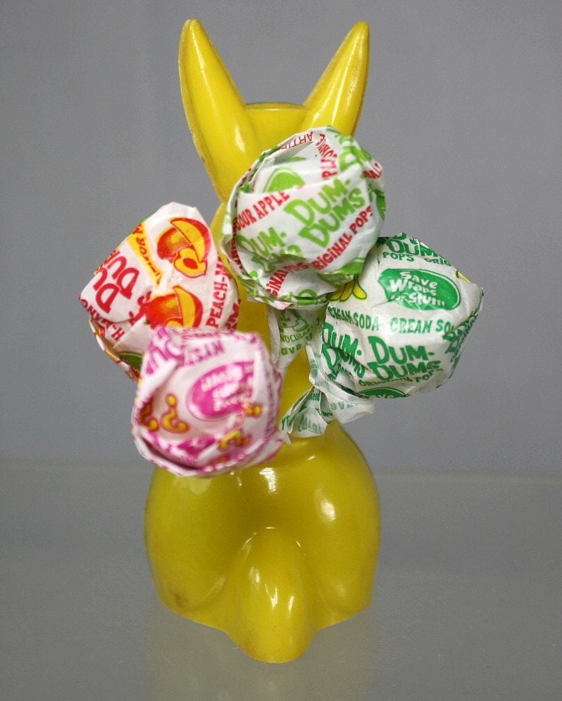Vintage 1960's Easter Bunny Lollipop Candy Container...unusual Design ...