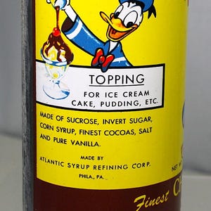 Vintage 1940's Walt Disney "donald Duck Chocolate Syrup" Can and ...