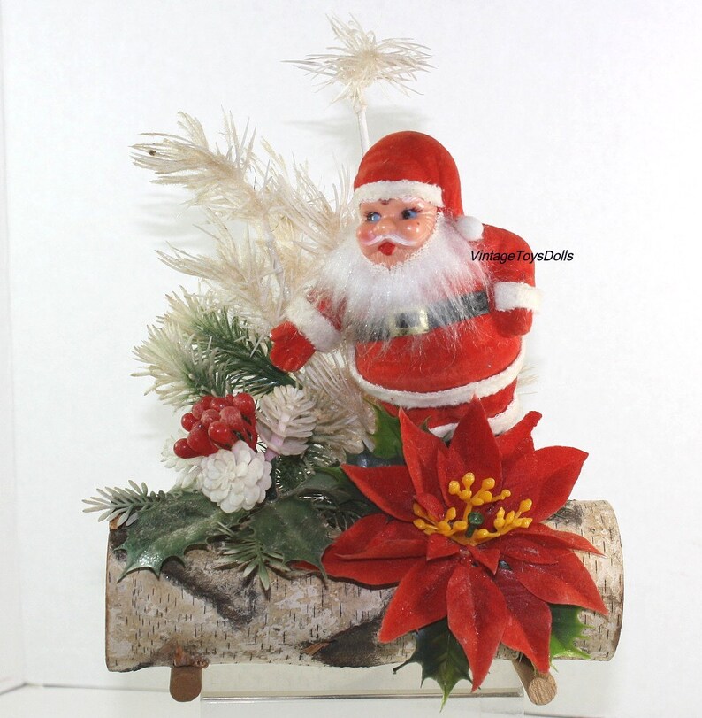 Vintage 1950's santa Claus & Yule Log Tabletop - Etsy