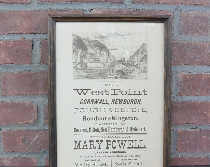 Broadside Ad Hudson River Steamboat MARY POWELL: Queen of the Hudson - Etsy