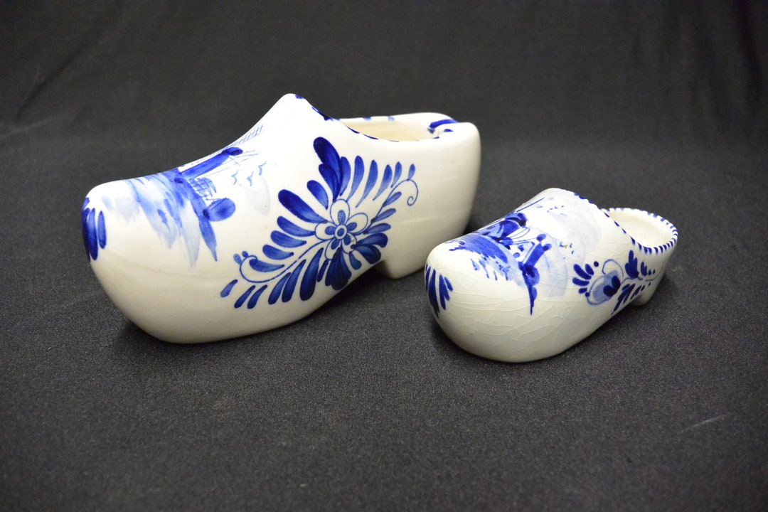 Vintage Hand Painted Delft Blue Dutch Clogs - Etsy