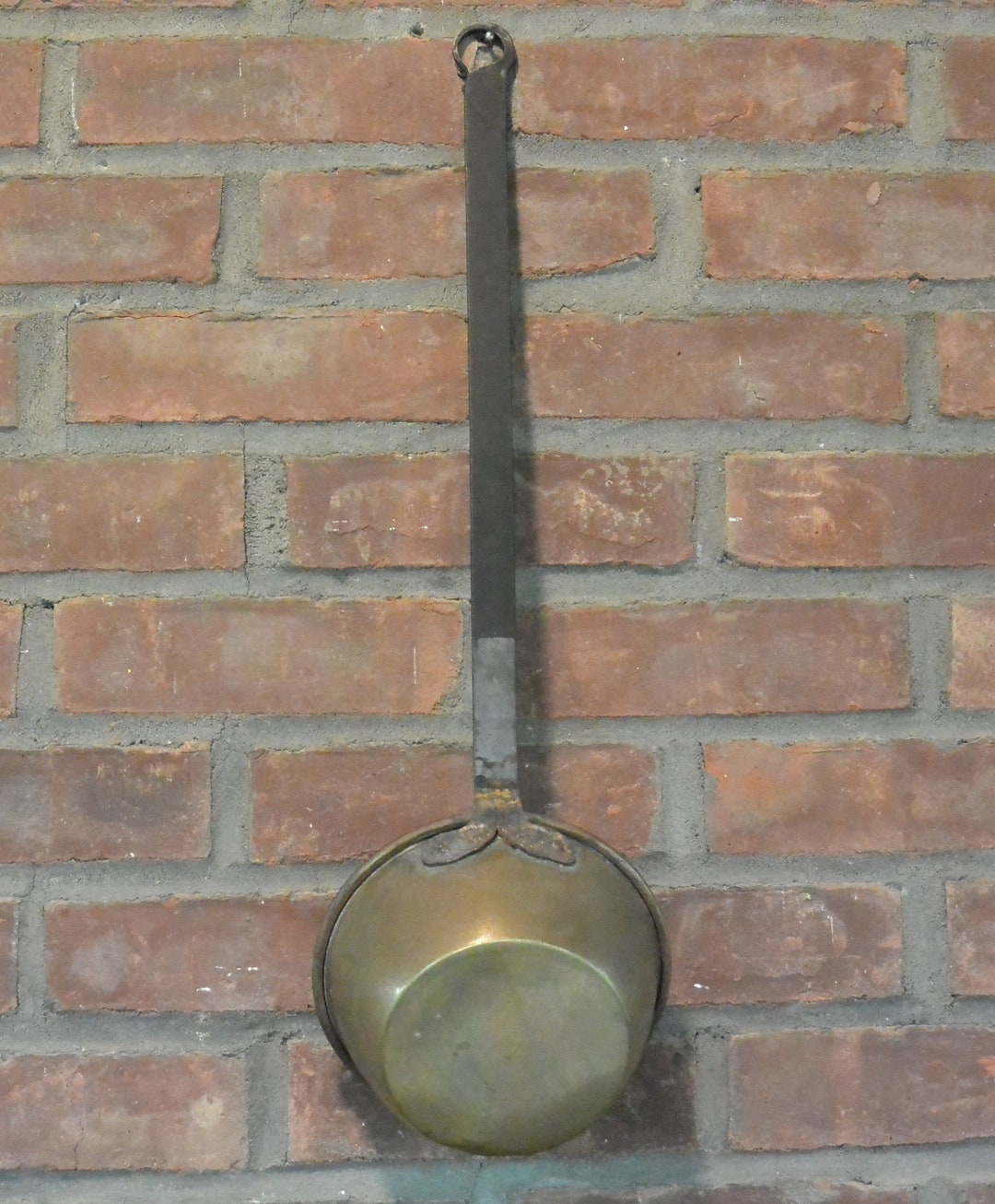 Antique Brass Fireplace Ladle, Forged Handle, Rat Tail Hanger, 4 Cup ...