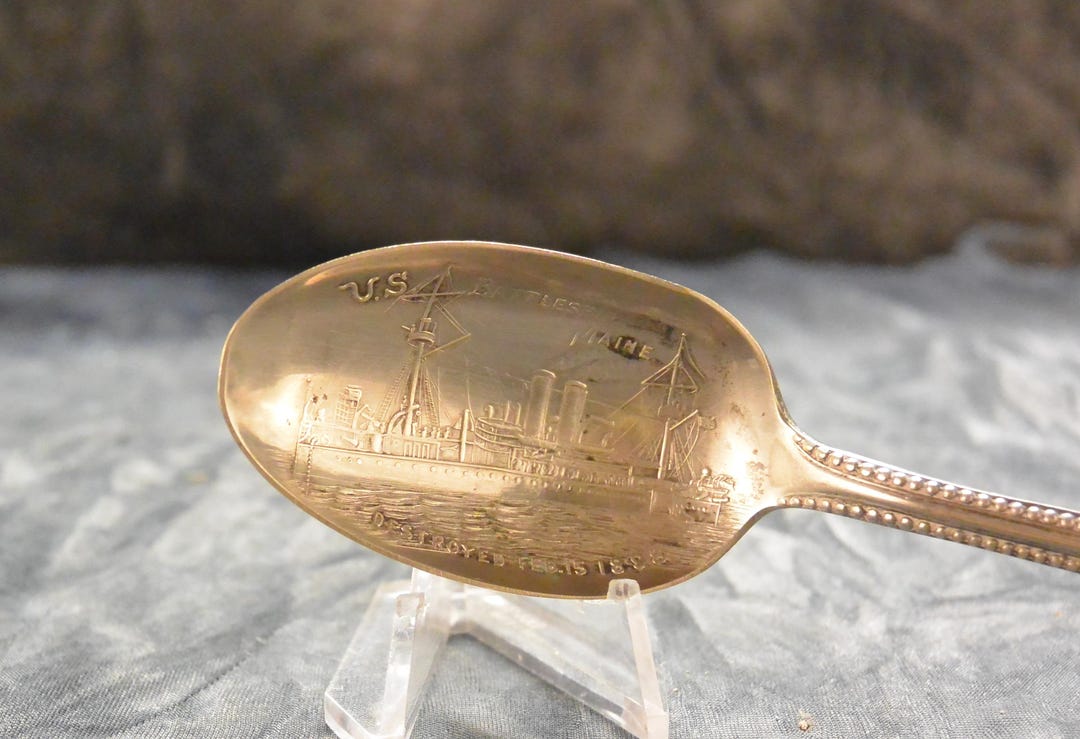 Vintage Commemorative Spoon USS Battleship Maine and Captain Sigsbee ...