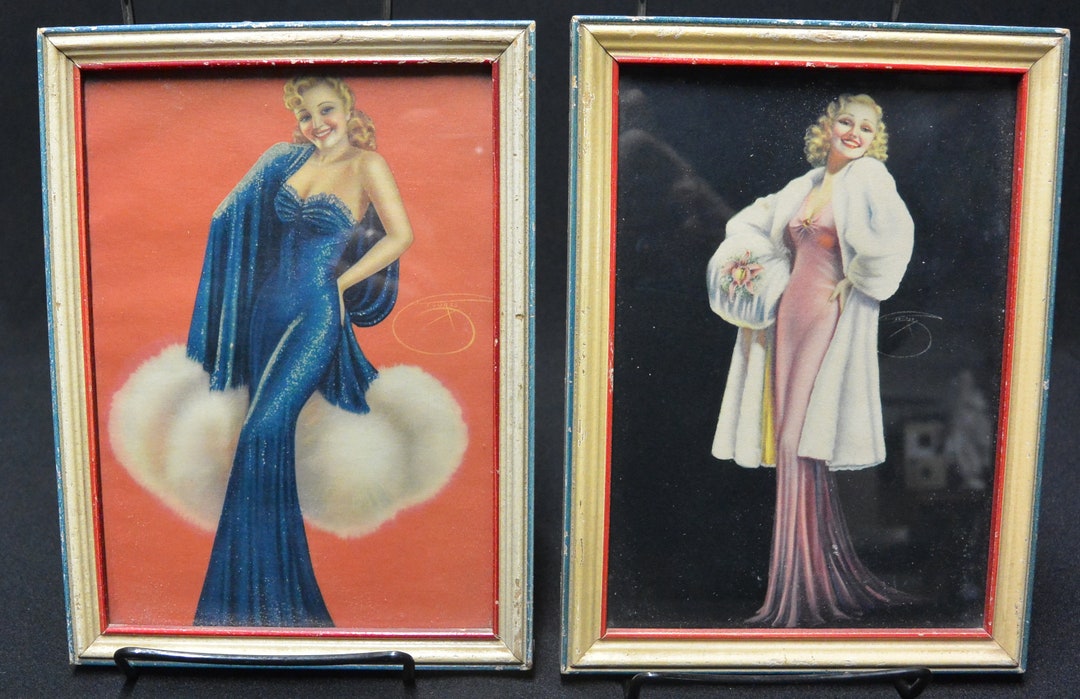 Vintage Framed Sexy Pinups Ala Vargas 40s - Etsy
