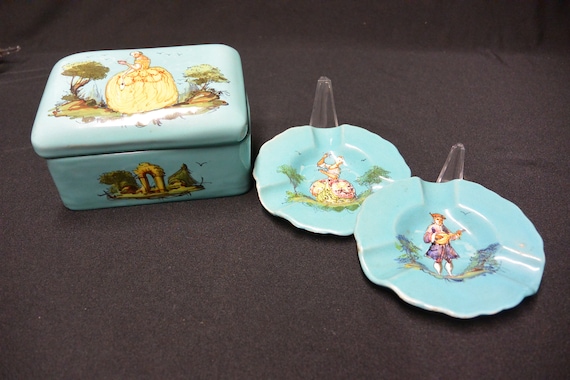 Vintage Italian Ceramic Cigarette Box and Ashtrays; A… - Gem