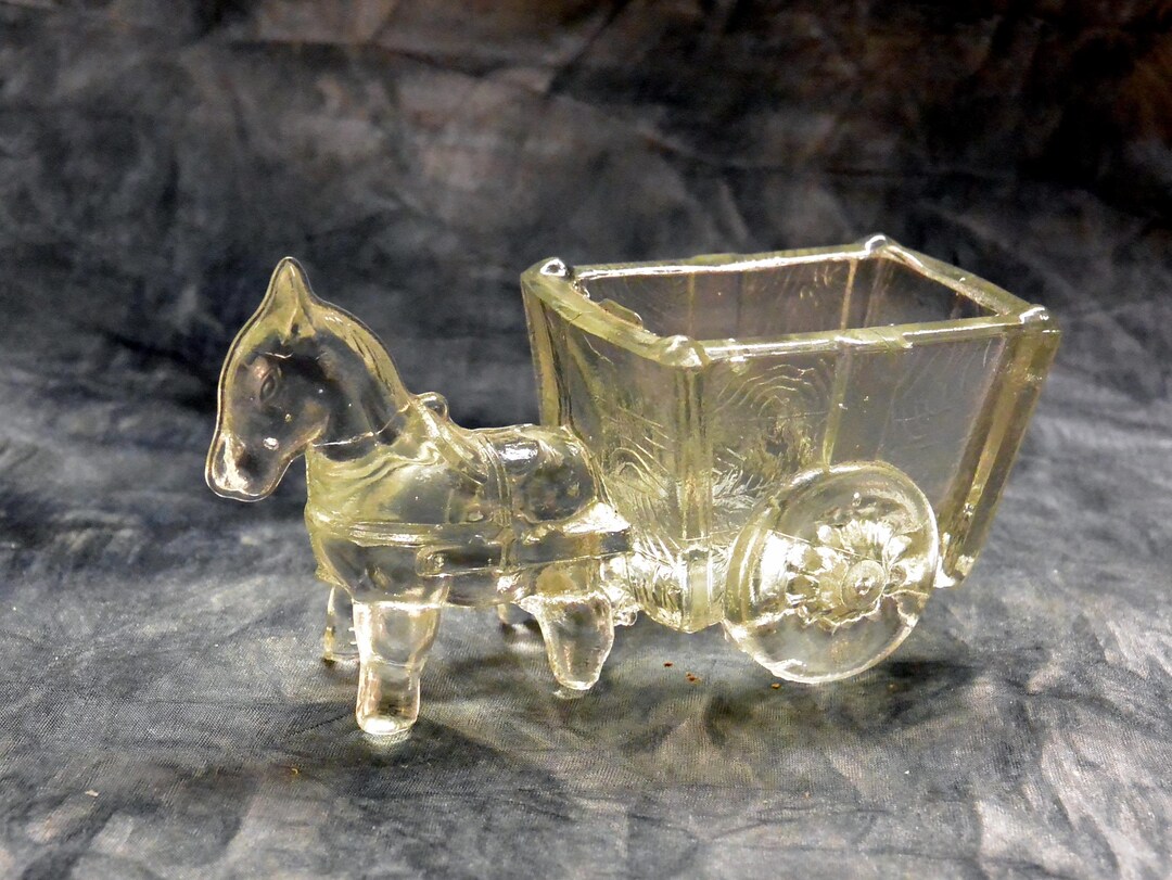 Vintage Jeanette Pressed Glass Donkey Cart Candy Dish Knick Knack - Etsy