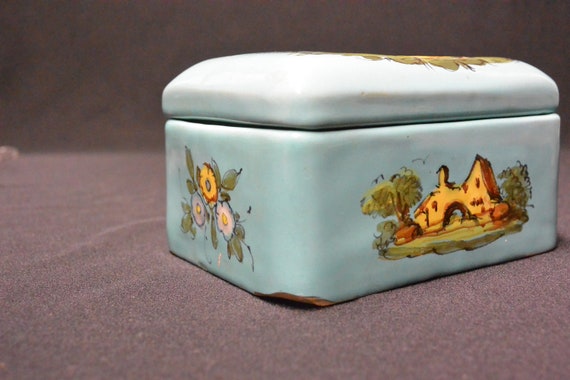 Vintage Italian Ceramic Cigarette Box and Ashtrays; A… - Gem