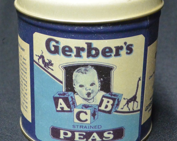Vintage Gerber ABC Strained Peas Tin 1928 Replica Label 1993 Bristol ...