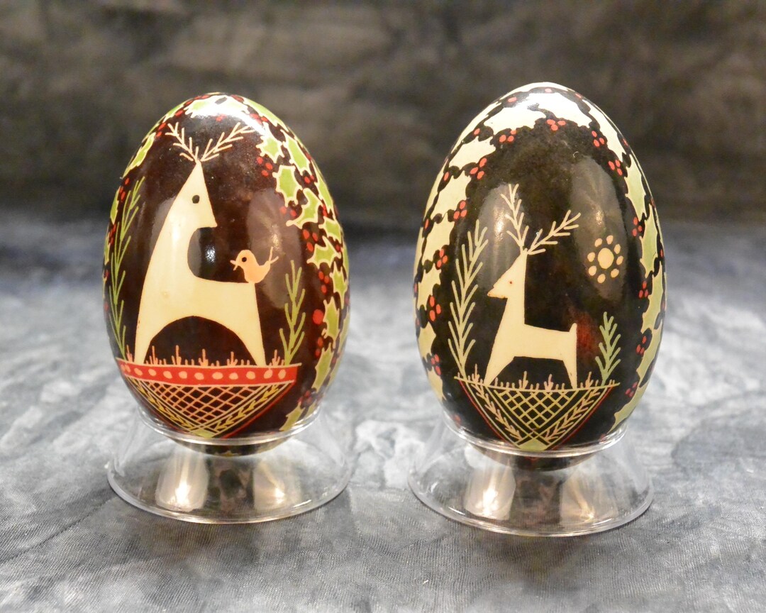 Hand Painted Ukrainian Pysanky Eggs With Stand Cathy Bishuk Christmas ...