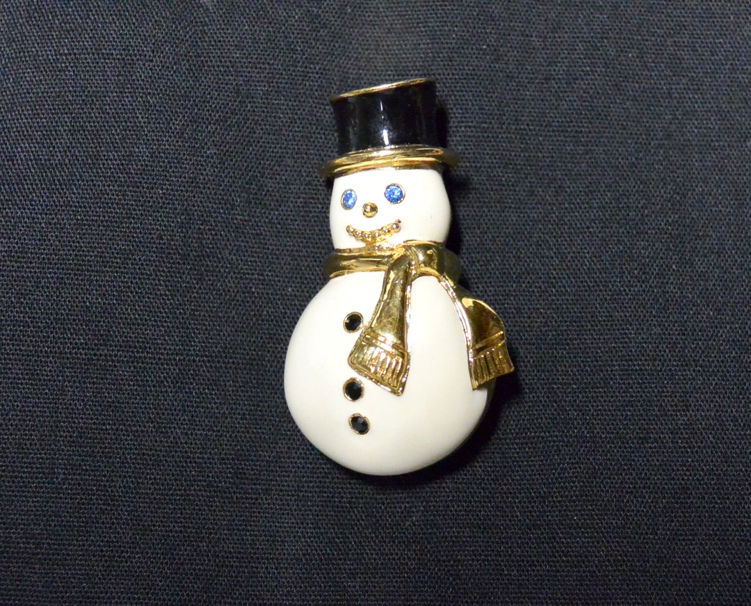 Vintage Monet Snowman Pin Brooch: Enamel & Rhinestones - Etsy