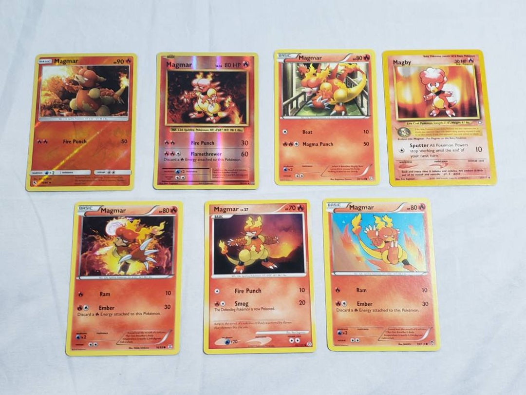 Pokemon Evolution Themed Trading Card Lot x7 Magby & Magmar 382 - Etsy
