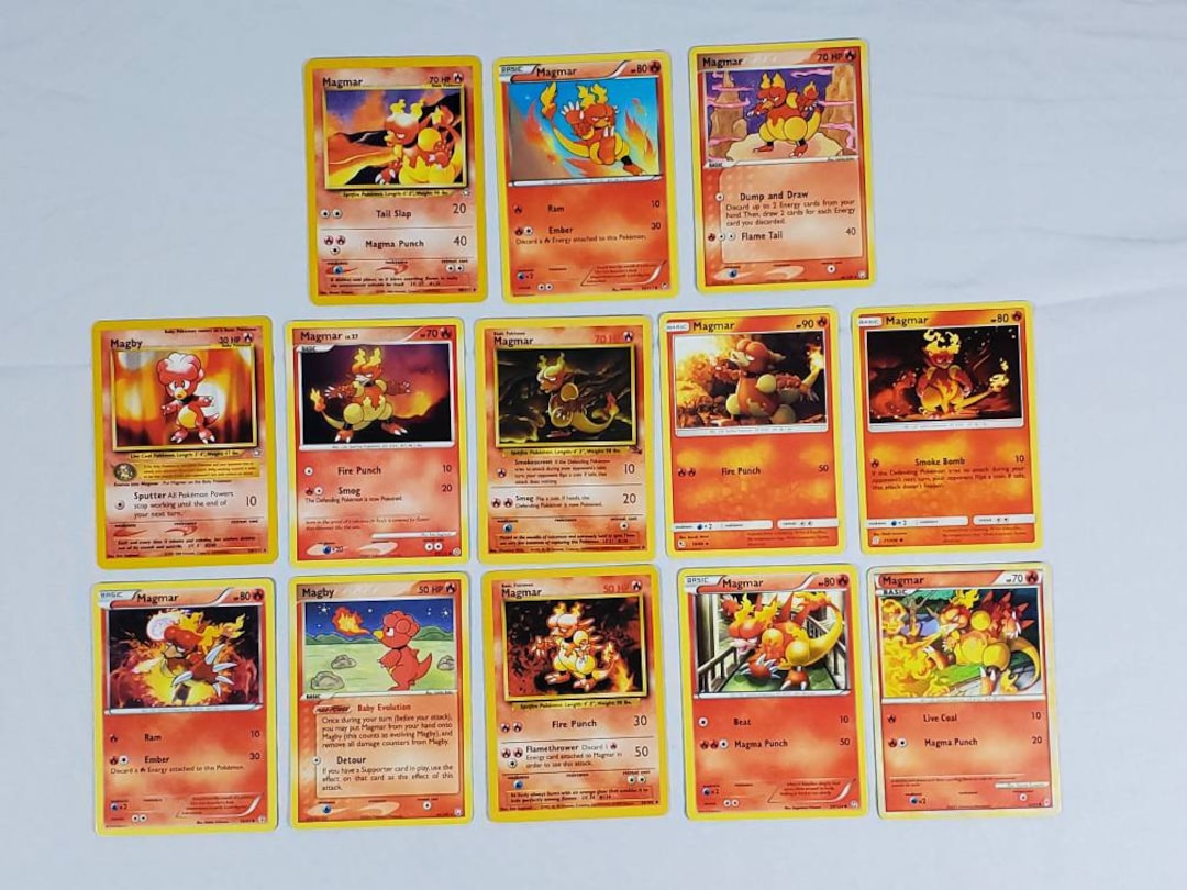Pokemon Evolution Themed Trading Card Lot x13 Magby & Magmar 371 - Etsy