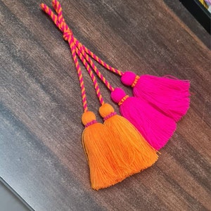 Pink Orange Tie Back - Pair of Two Large Tassels Tie Back - Bohemian ...