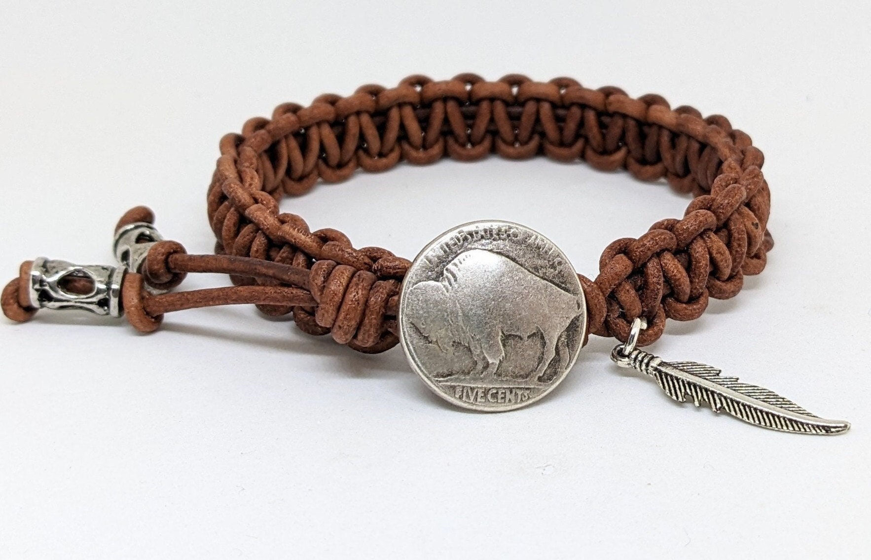 Leather Macrame Bracelet Men's Braided Native American - Etsy