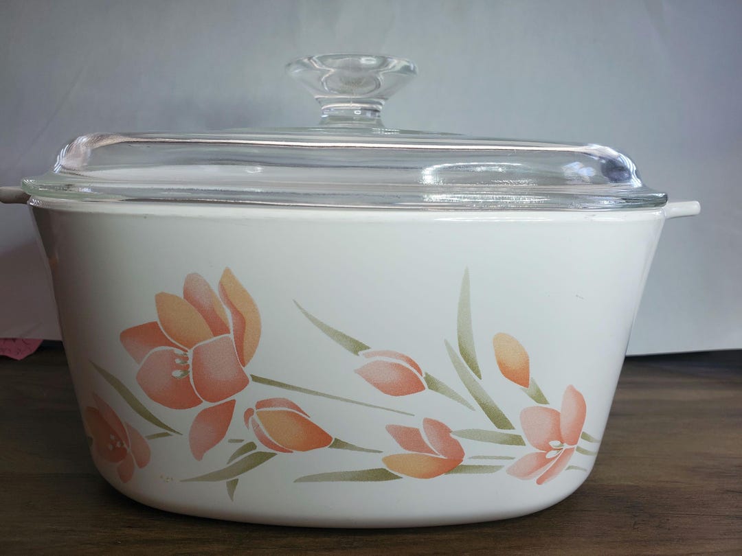 Corning Ware PEACH FLORAL 3 Liter / 3 Quart Casserole and Glass Lid - Etsy