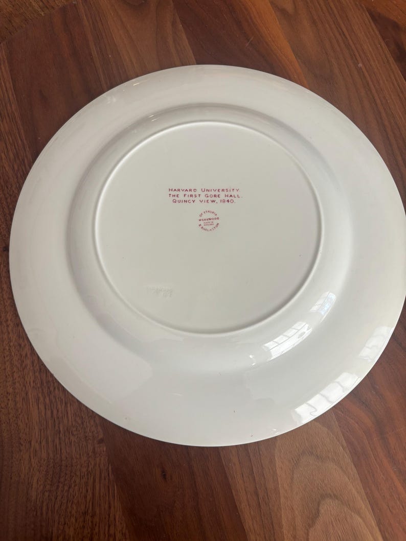 Wedgwood Harvard University Red Transferware Plate the First Gore Hall ...