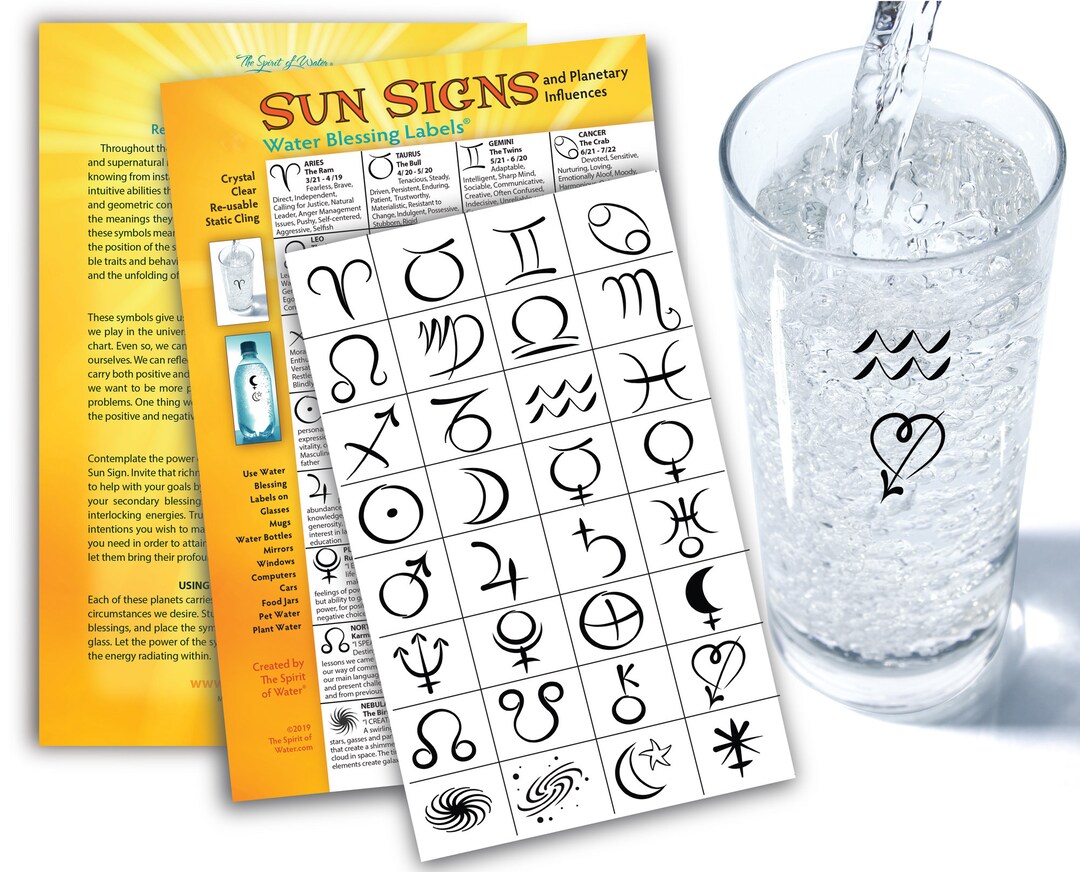Sun Signs Water Blessing Labels - Etsy