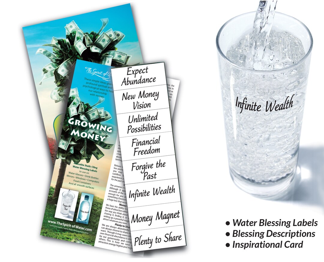 Growing Money, Prosperity, Abundance Water Blessing Labels - Etsy