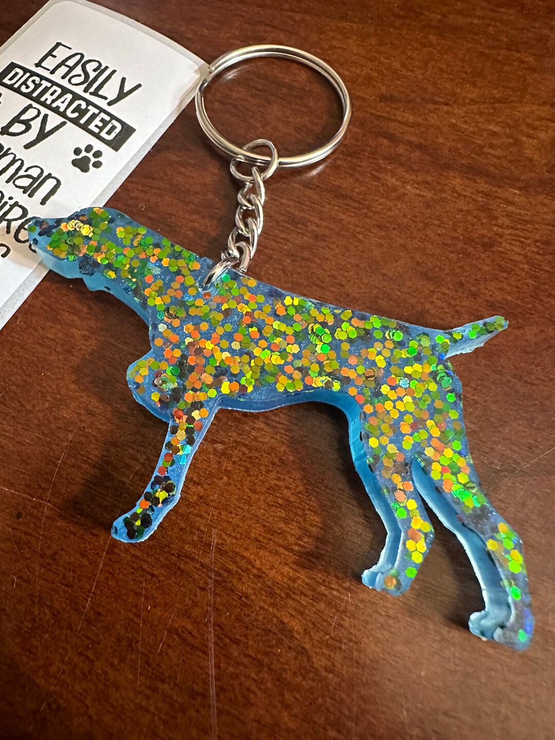 Green Blue Sparkle German Shorthair Pointer Keychain | Dog Key Chain ...