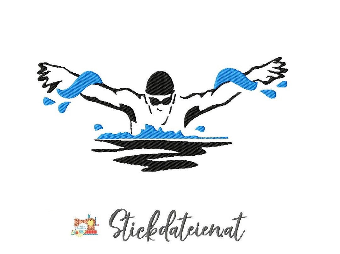 Swimming Embroidery Design, Water Sports Embroidery Pattern, Triathlon ...