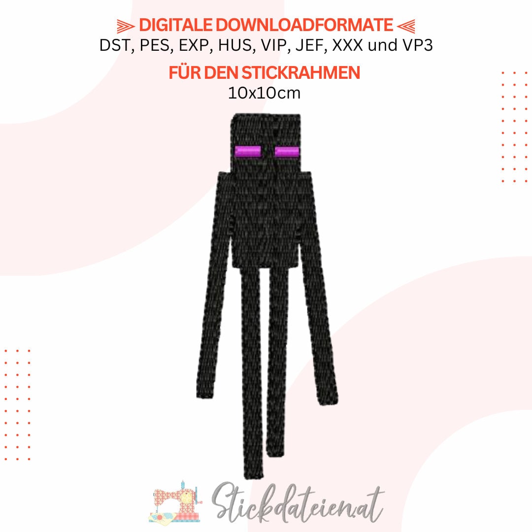 Minecraft Enderman Embroidery File, Pixel Enderman Embroidery Pattern ...